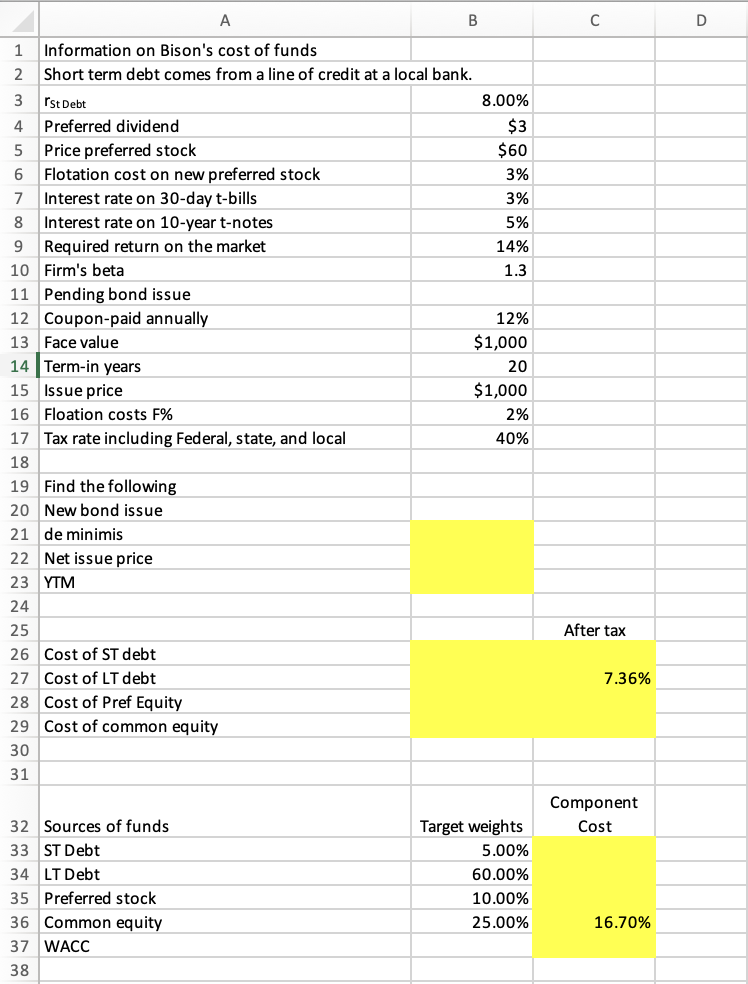 Solved Please I need help filling it out, please use excel | Chegg.com