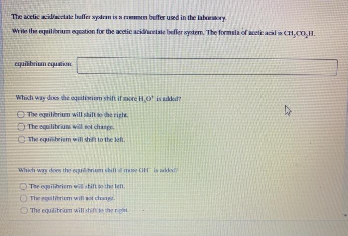 Solved The acetic acid/acetate buffer system is a common | Chegg.com