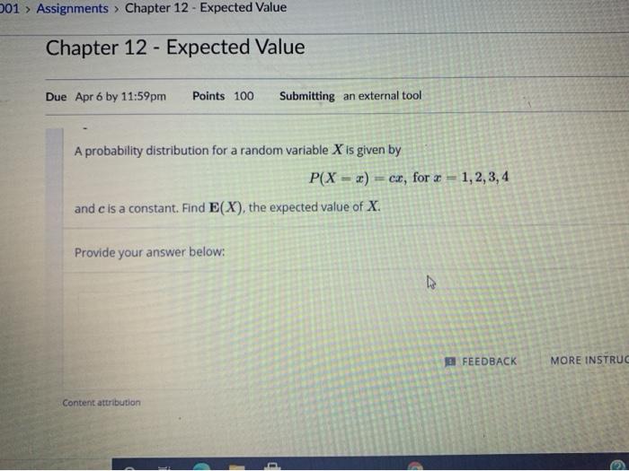 Solved 01 > Assignments > Chapter 12 - Expected Value | Chegg.com