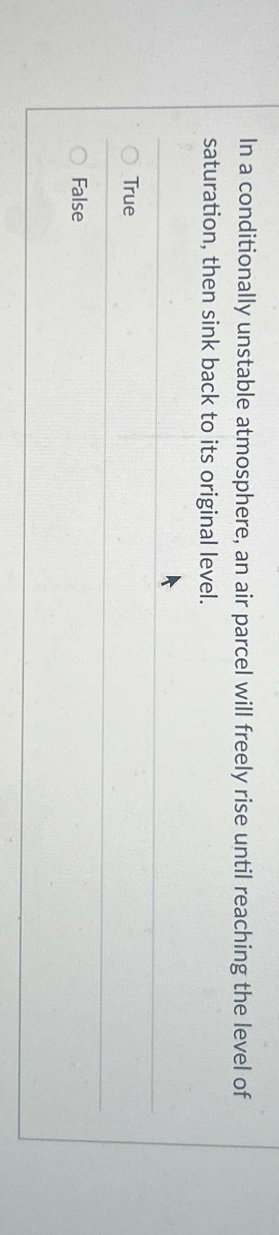 Solved In a conditionally unstable atmosphere, an air parcel | Chegg.com