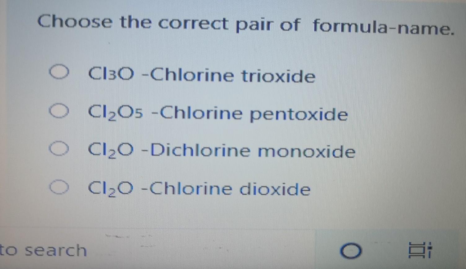 Solved Choose the correct pair of formula-name. O CIBO | Chegg.com