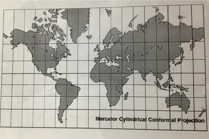 Solved 14. Mercator world projection. Label the parallels | Chegg.com