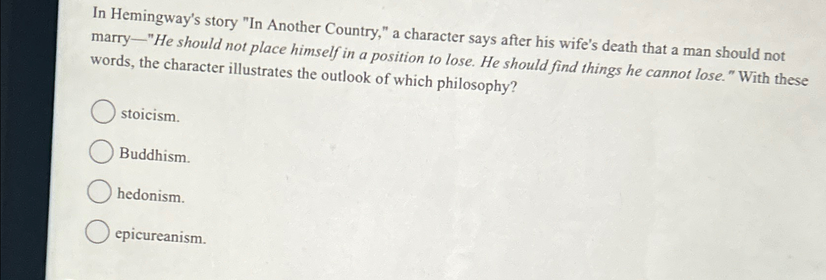 Solved In Hemingway's story "In Another Country," a | Chegg.com