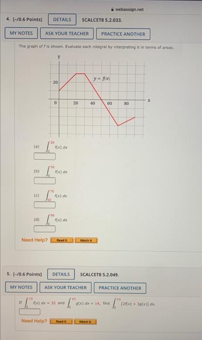 Solved .webassign.net 4. 1-/0.6 Points) DETAILS SCALCET8 | Chegg.com
