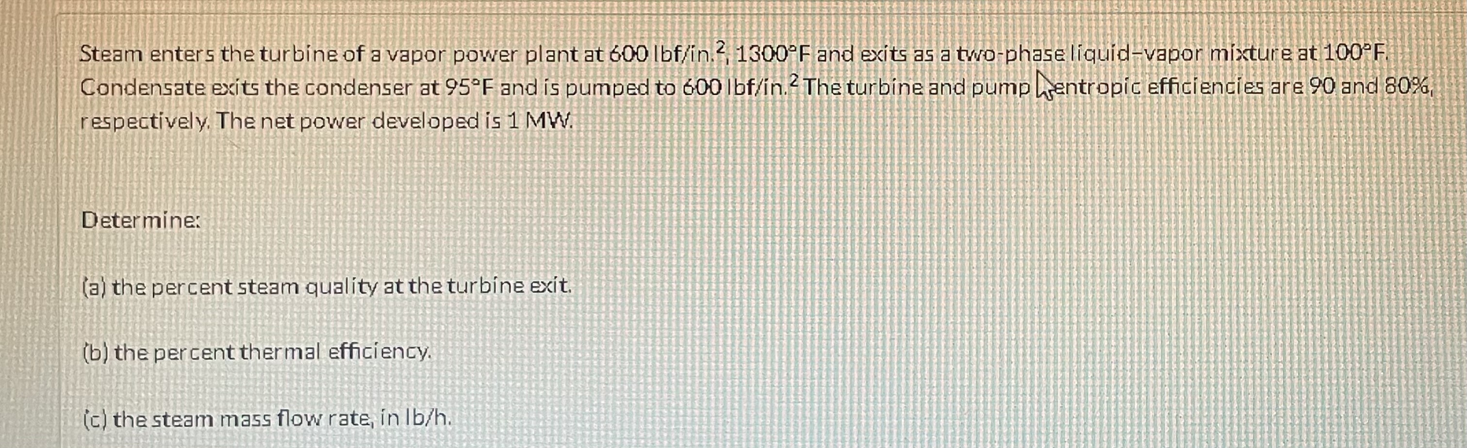 Solved Steam enters the turbine of a vapor power plant at | Chegg.com