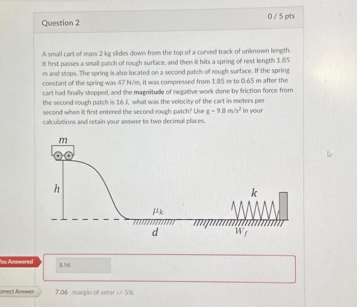 Solved A small cart of mass 2 kg slides down from the top of | Chegg.com