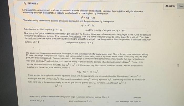 Solved Lefs calculate consumer and producer surphuses in a | Chegg.com