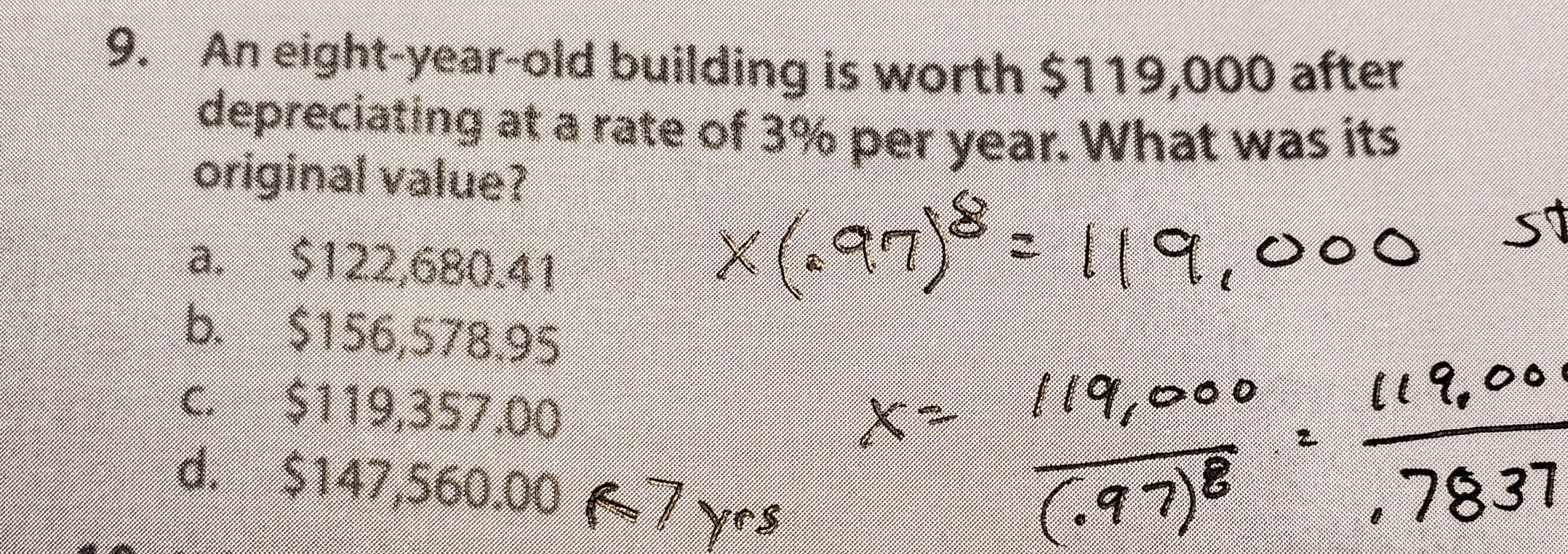 Solved An eight-year-old building is worth $119,000 ﻿after | Chegg.com