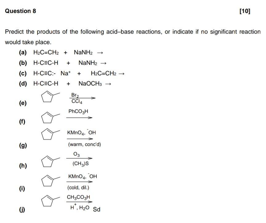 Solved Predict the products of the following acid-base | Chegg.com