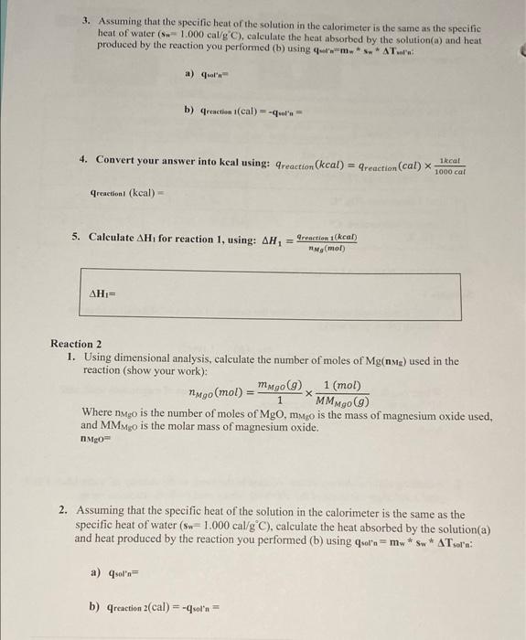 Solved Reaction (1) Mg(6) Reaction (2) MgO(S) DATA TABLE 1. | Chegg.com