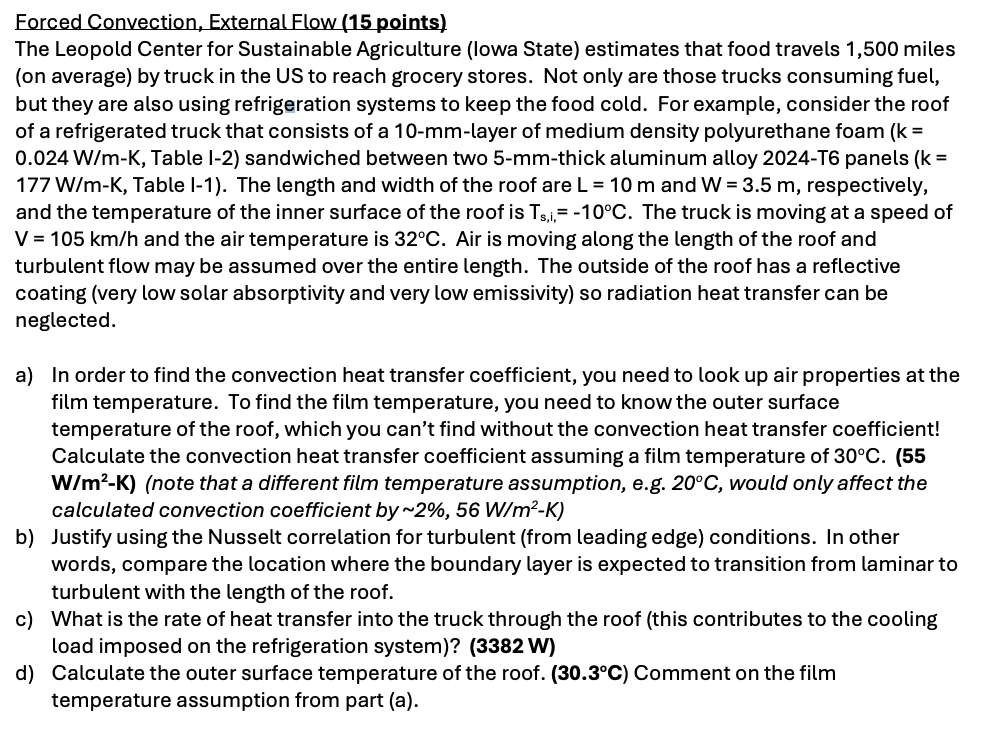the answers are providedForced Convection, External | Chegg.com