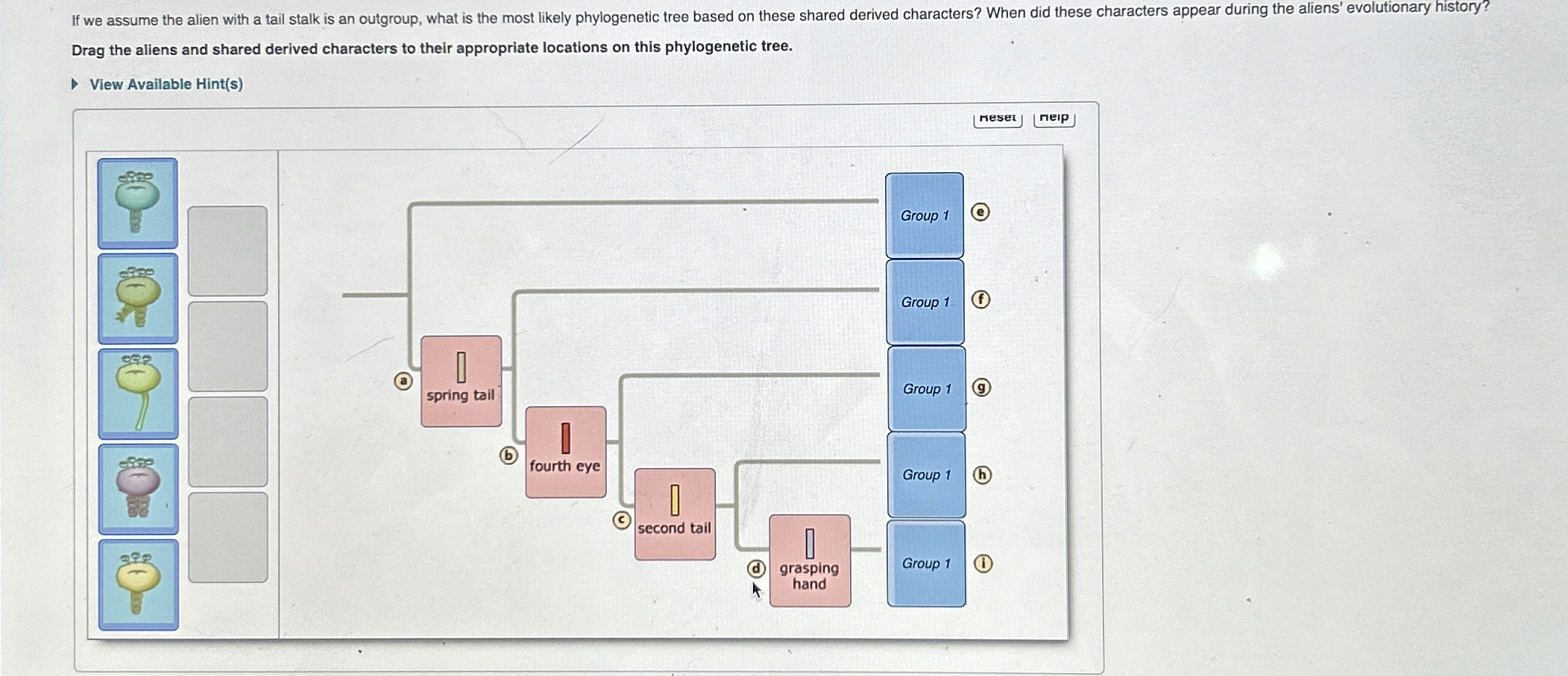 Solved Drag the aliens and shared derived characters to | Chegg.com
