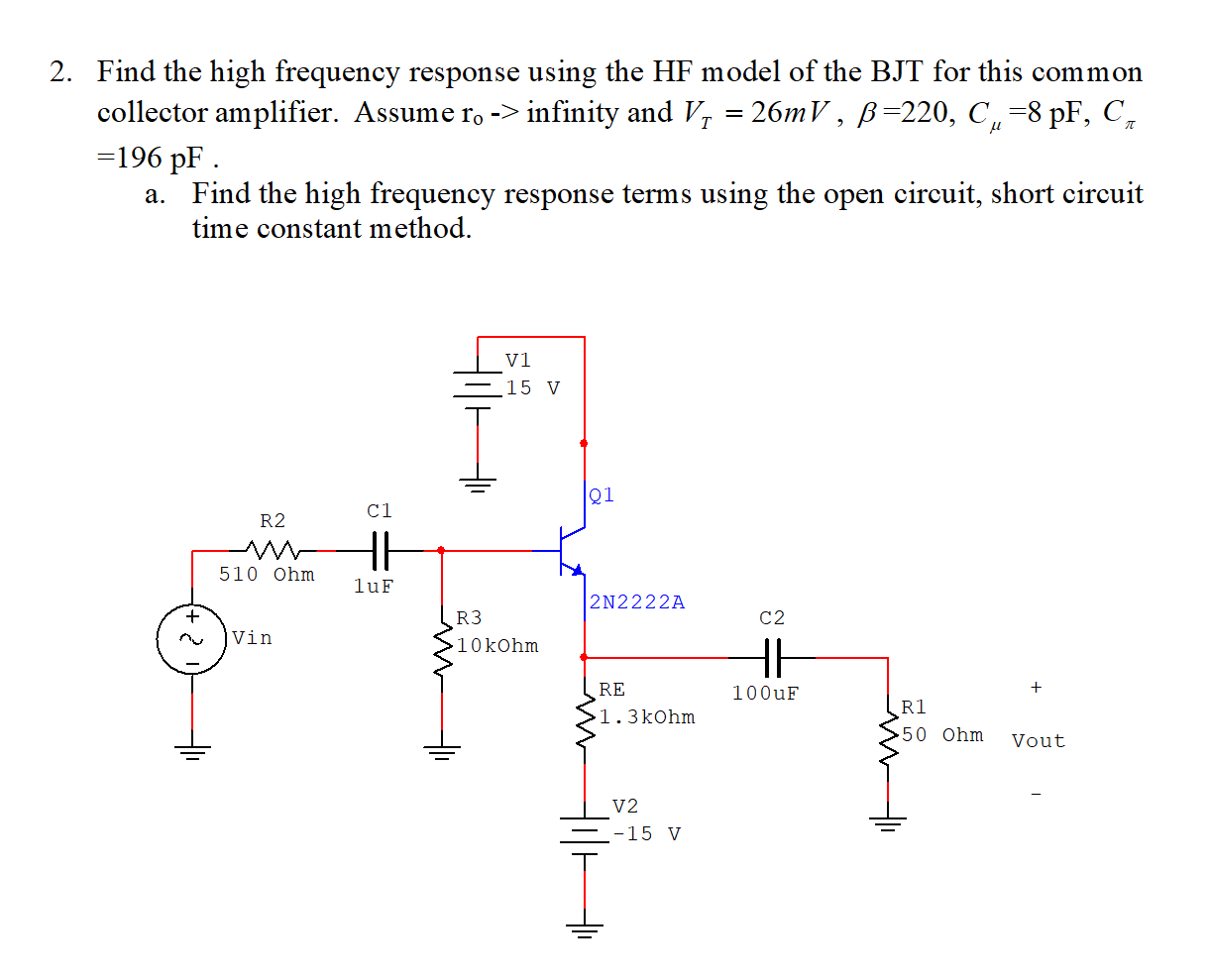 Solved Find the high frequency response using the HF model | Chegg.com