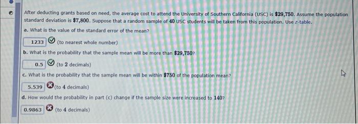 Solved After deducting grants based on need, the average | Chegg.com