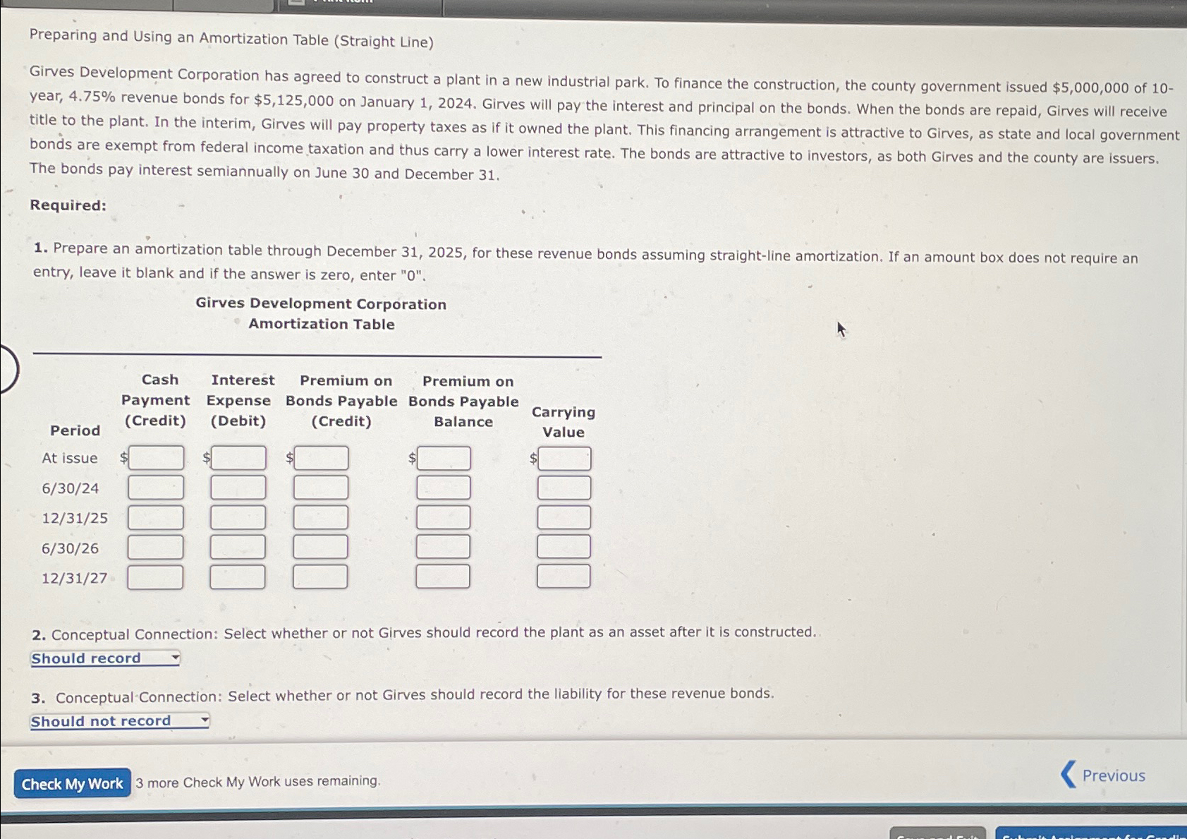 Solved Preparing and Using an Amortization Table (Straight | Chegg.com