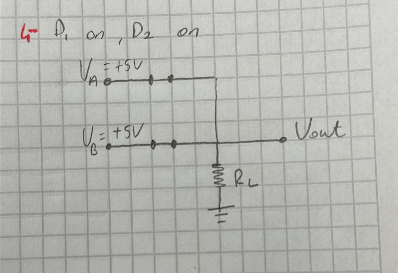 4-D1 ﻿on, D2 ﻿on so what is Vout ? | Chegg.com