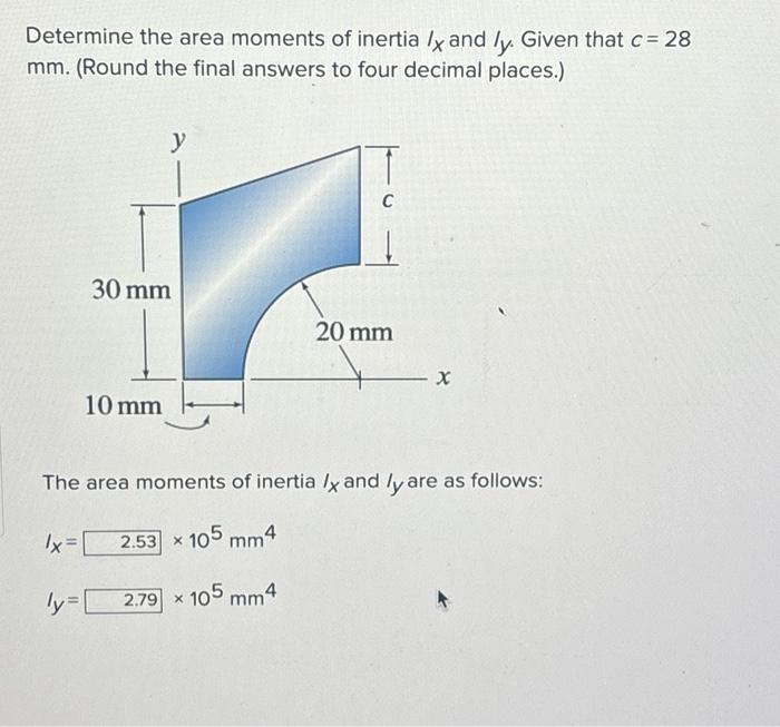 Solved Determine the area moments of inertia Ix and Iy. | Chegg.com