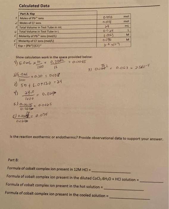 Part B: Color of solution in 12MHCl= Duik. BluC Color | Chegg.com