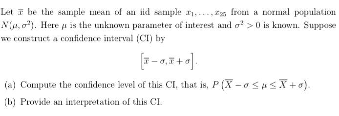 Solved Let ī be the sample mean of an iid sample 21, ... , | Chegg.com
