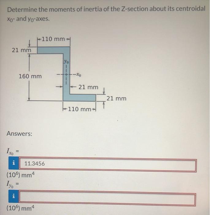 Solved Determine the moments of inertia of the Z-section | Chegg.com
