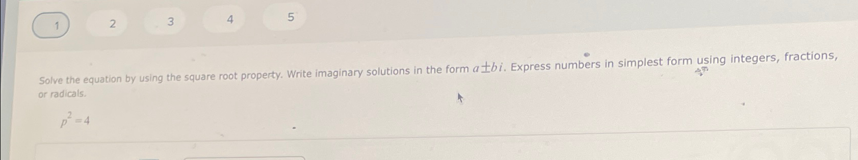 Solved 12345Solve the equation by using the square root | Chegg.com