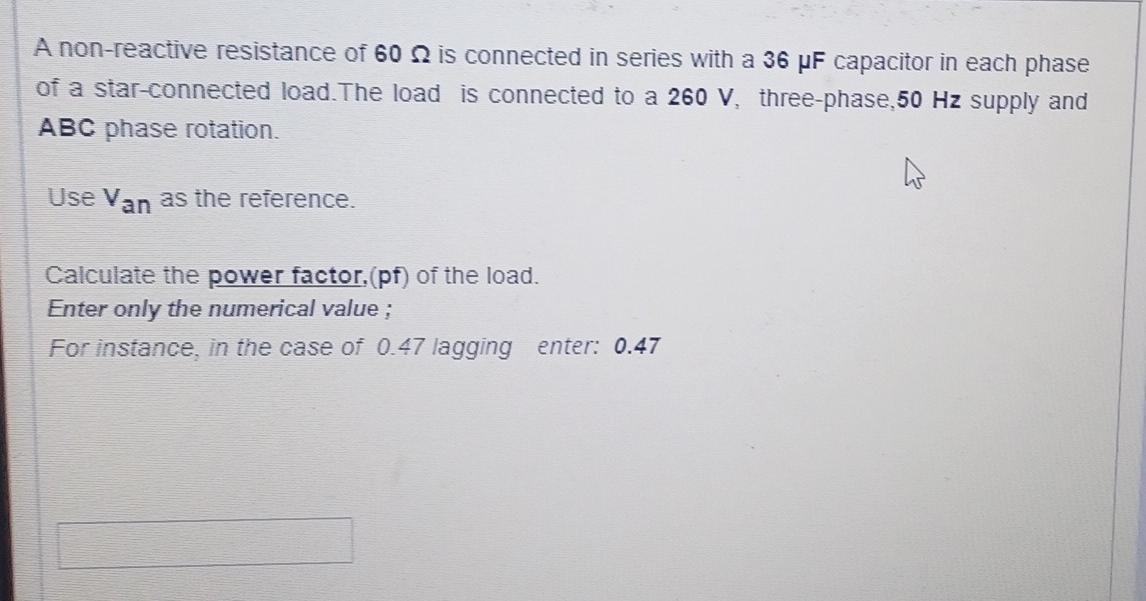 Solved A non-reactive resistance of 60 is connected in | Chegg.com