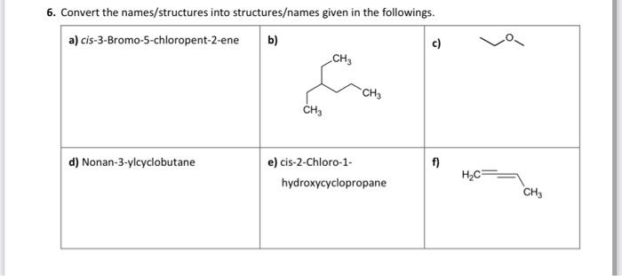 Solved 6. Convert the names/structures into structures/names | Chegg.com