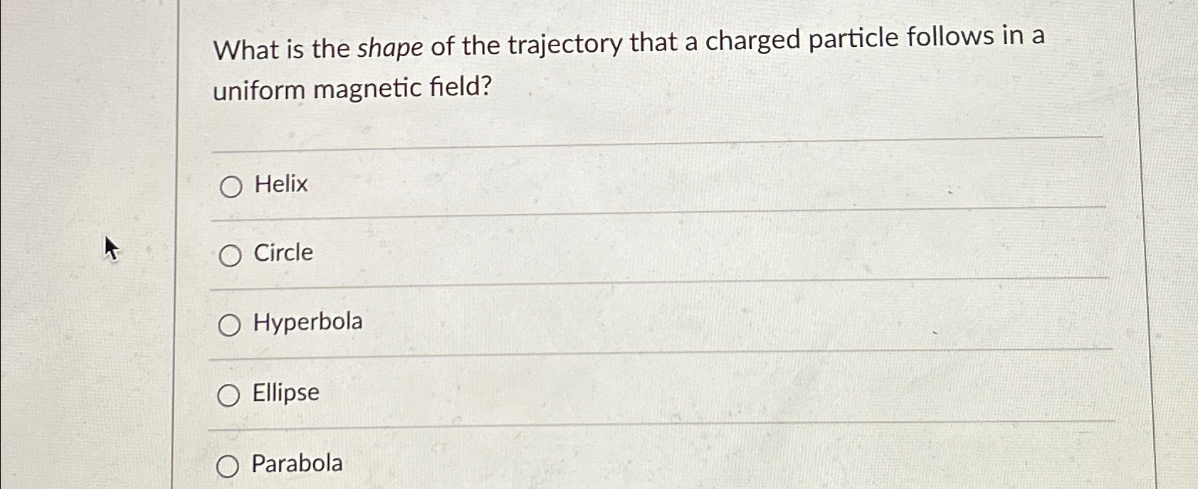 Solved What is the shape of the trajectory that a charged | Chegg.com