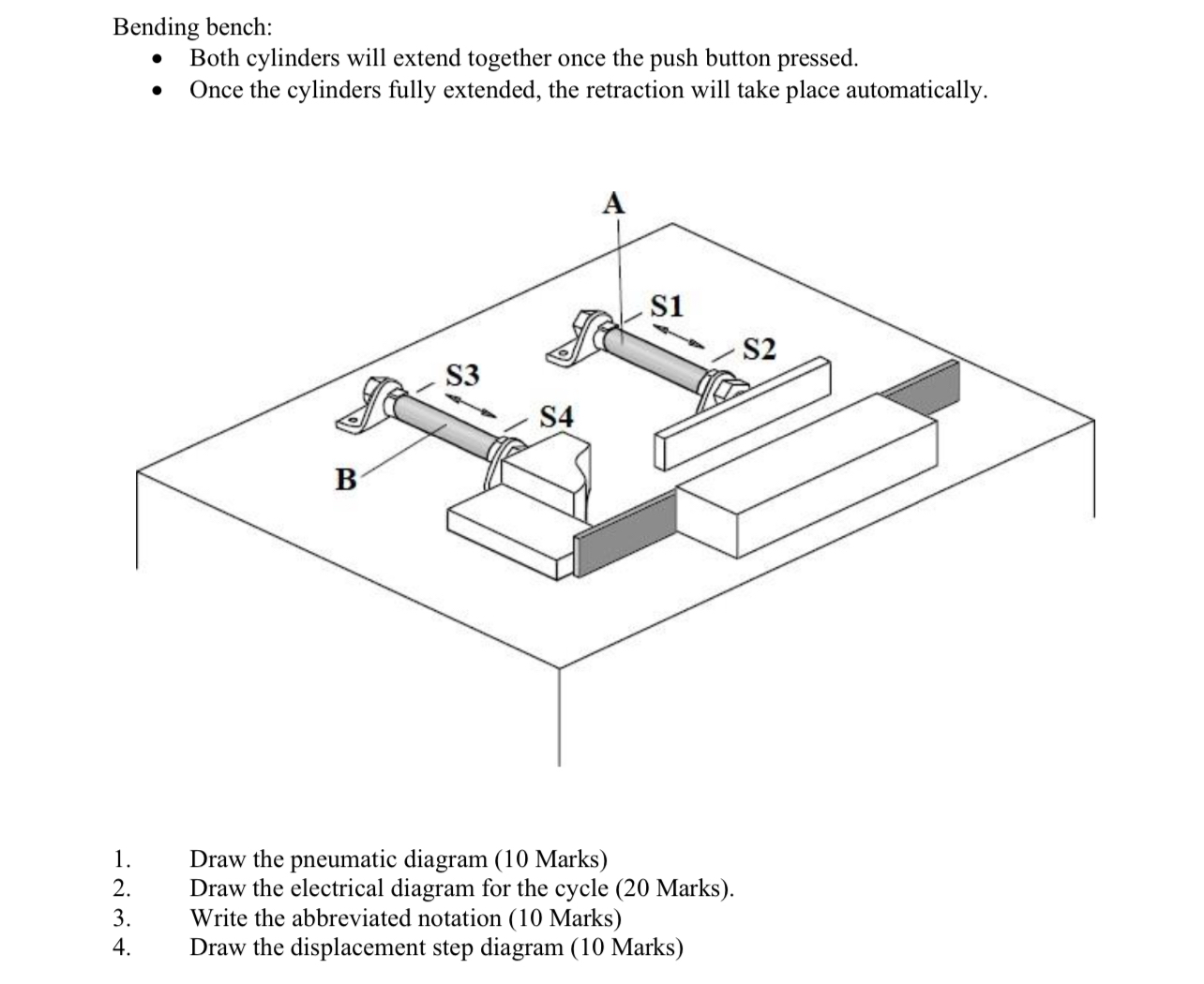 Solved Bending bench:Both cylinders will extend together | Chegg.com