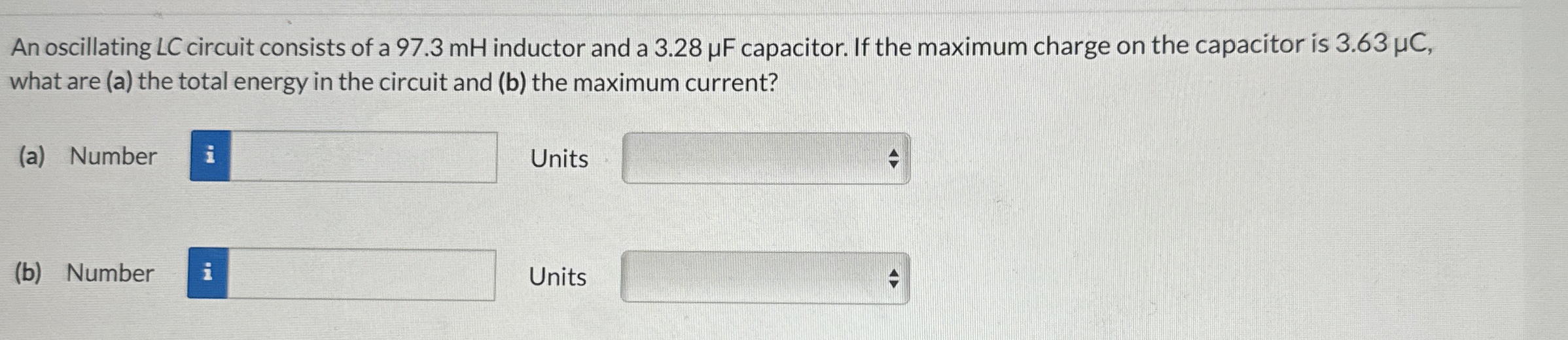 Solved An oscillating LC ﻿circuit consists of a 97.3mH | Chegg.com