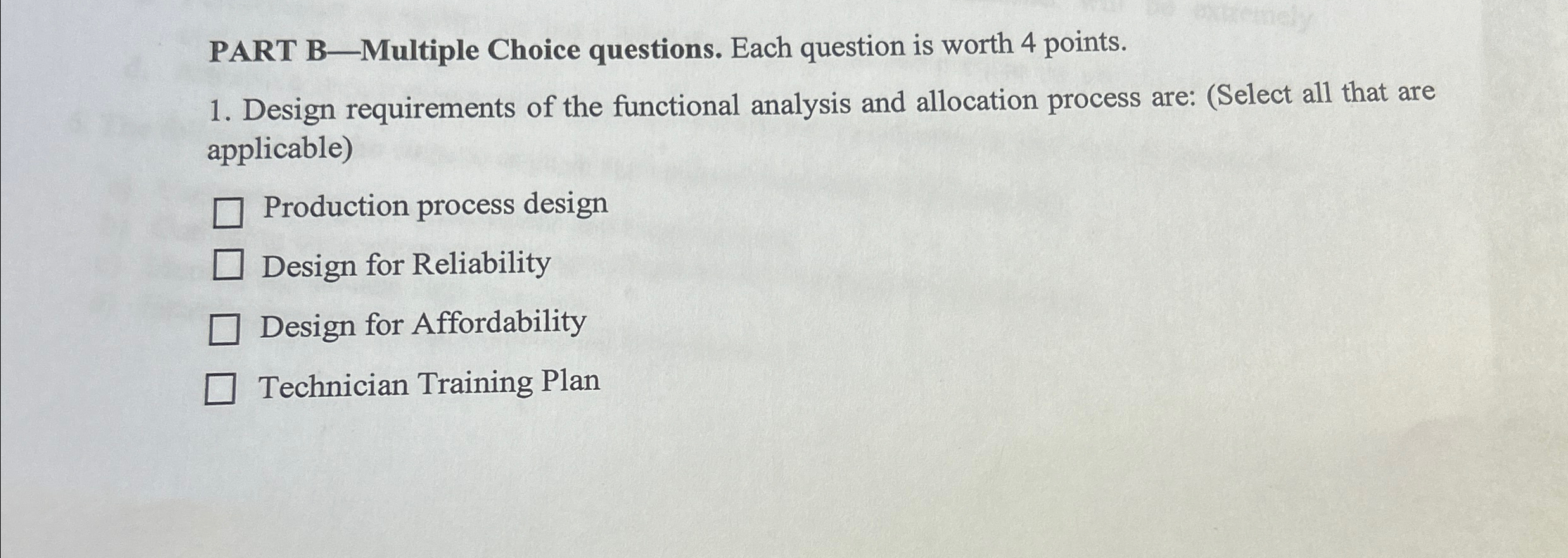 Solved PART B-Multiple Choice questions. Each question is | Chegg.com