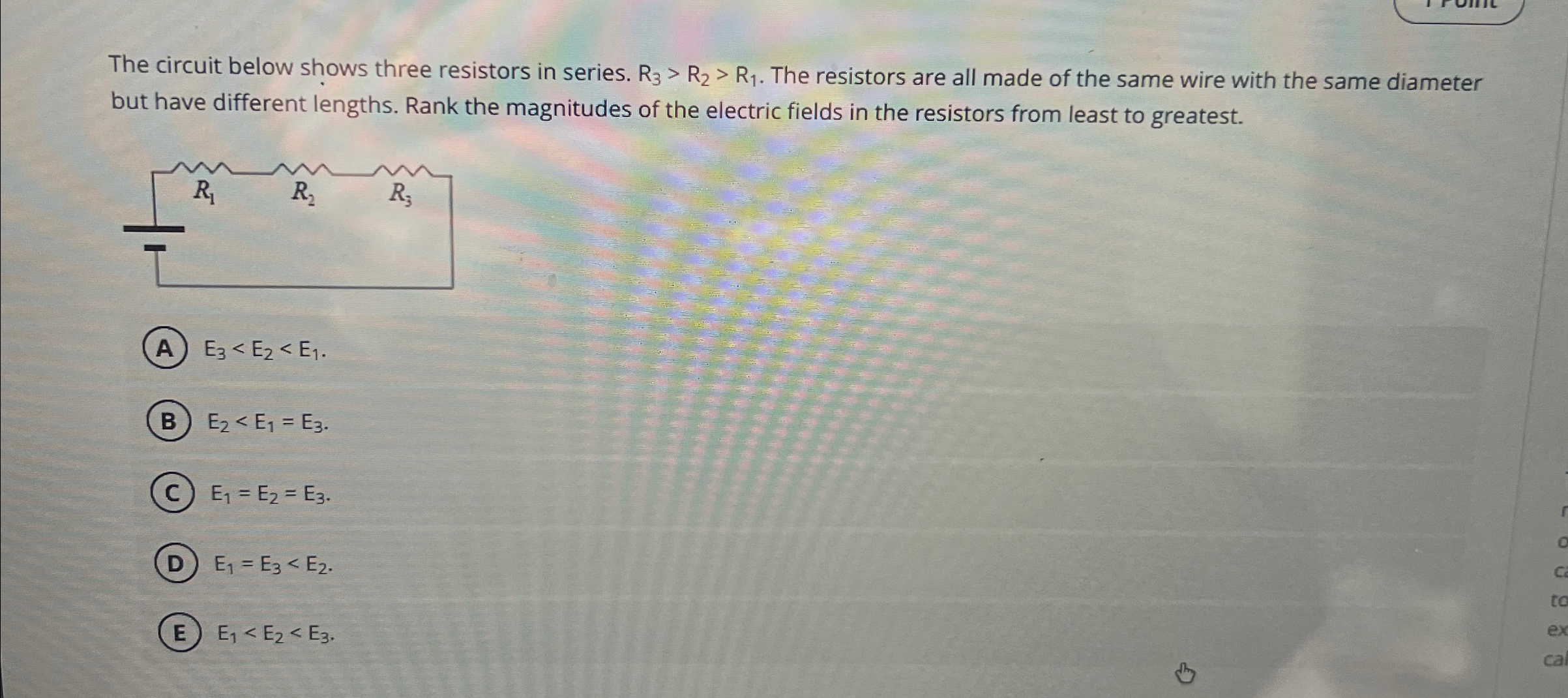 Solved The circuit below shows three resistors in series. | Chegg.com