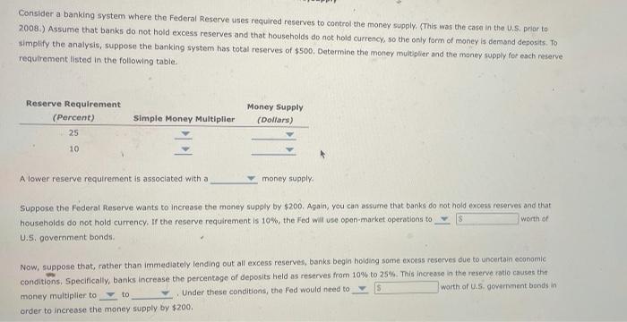 Solved Consider a banking system where the Federal Reserve | Chegg.com