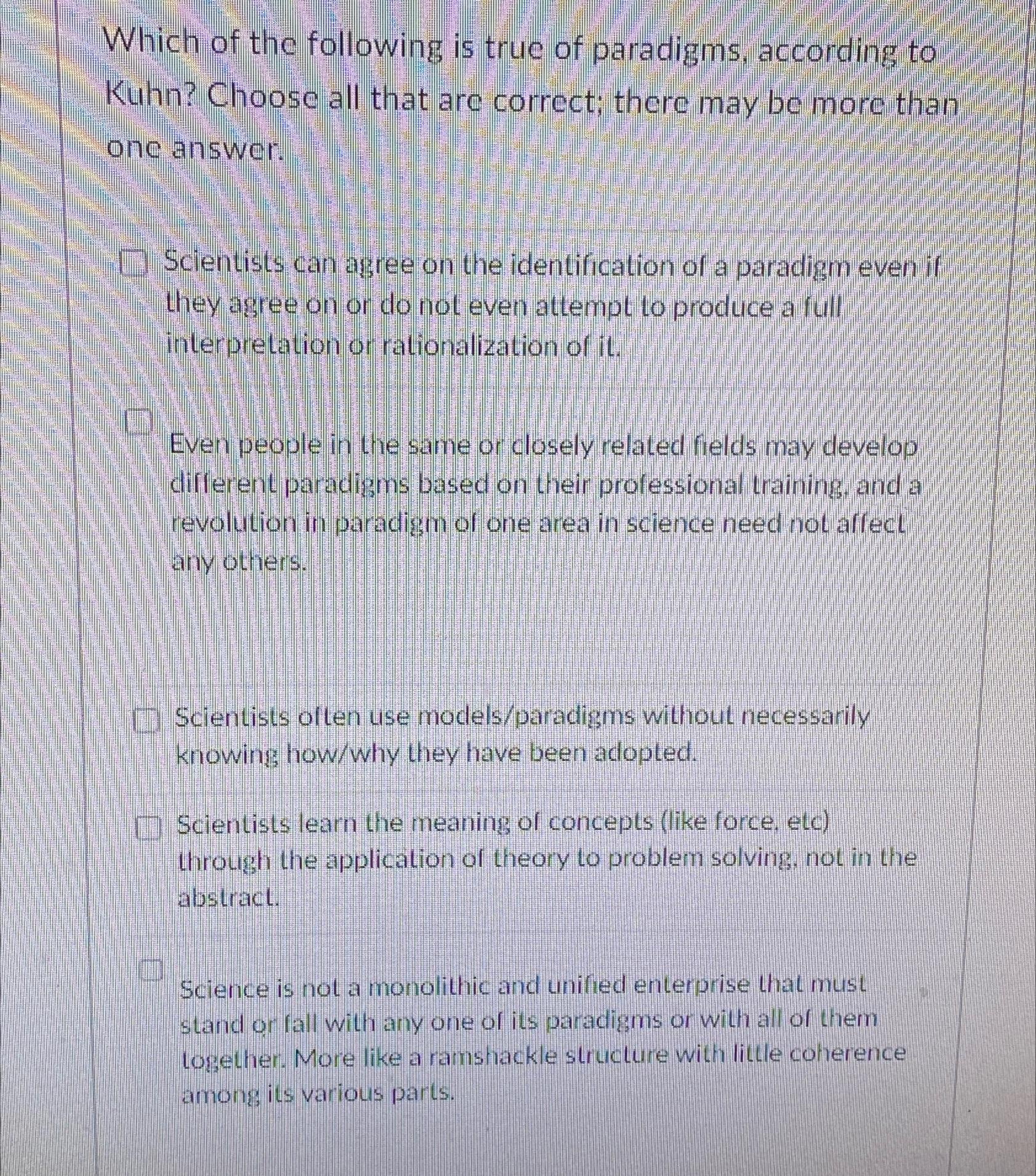 Solved Which of the following is true of paradigms, | Chegg.com