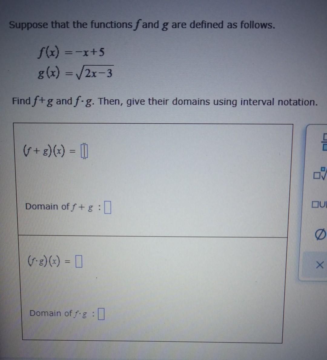 Solved Suppose that the functions f and g are defined as | Chegg.com