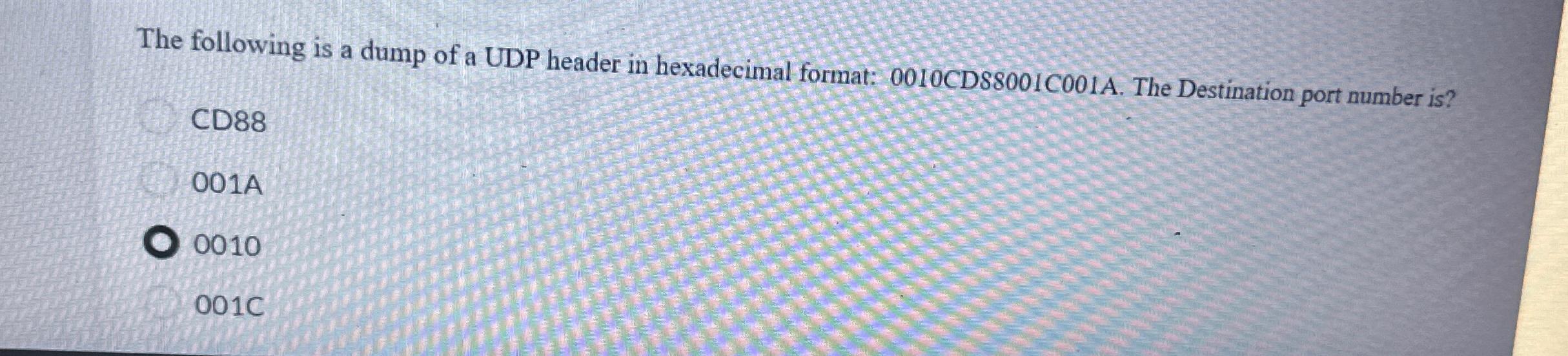 Solved The following is a dump of a UDP header in | Chegg.com