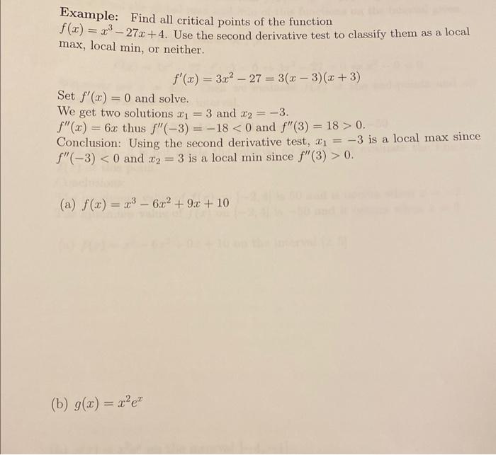 Solved Example: Find all critical points of the function | Chegg.com