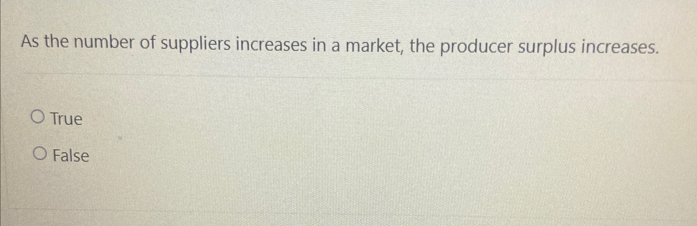 Solved As the number of suppliers increases in a market, the | Chegg.com