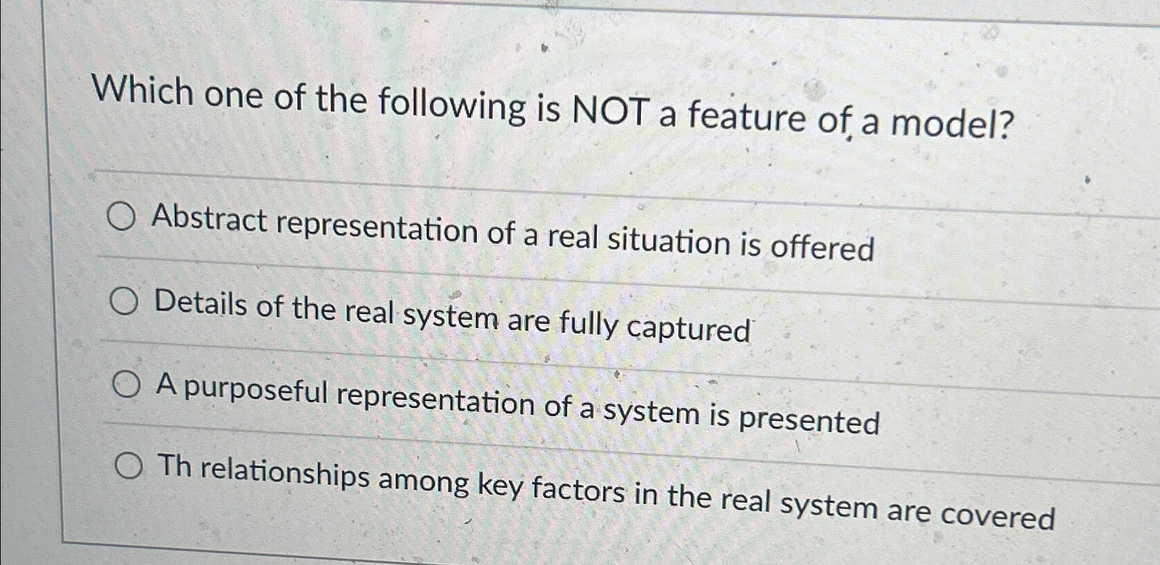 Solved Which one of the following is NOT a feature of a | Chegg.com