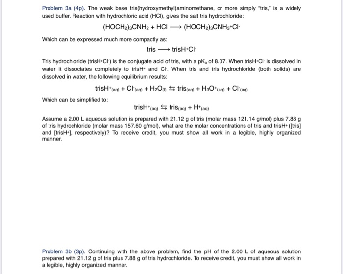 Solved Problem 3a (4p). The weak base | Chegg.com