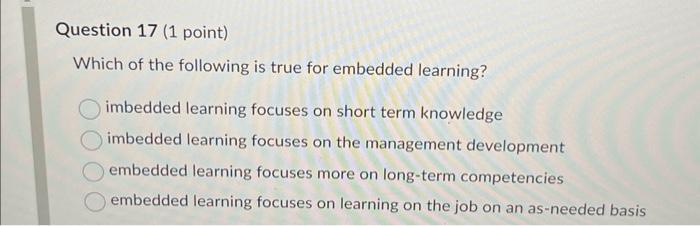 Solved Question 17 (1 point) Which of the following is true | Chegg.com