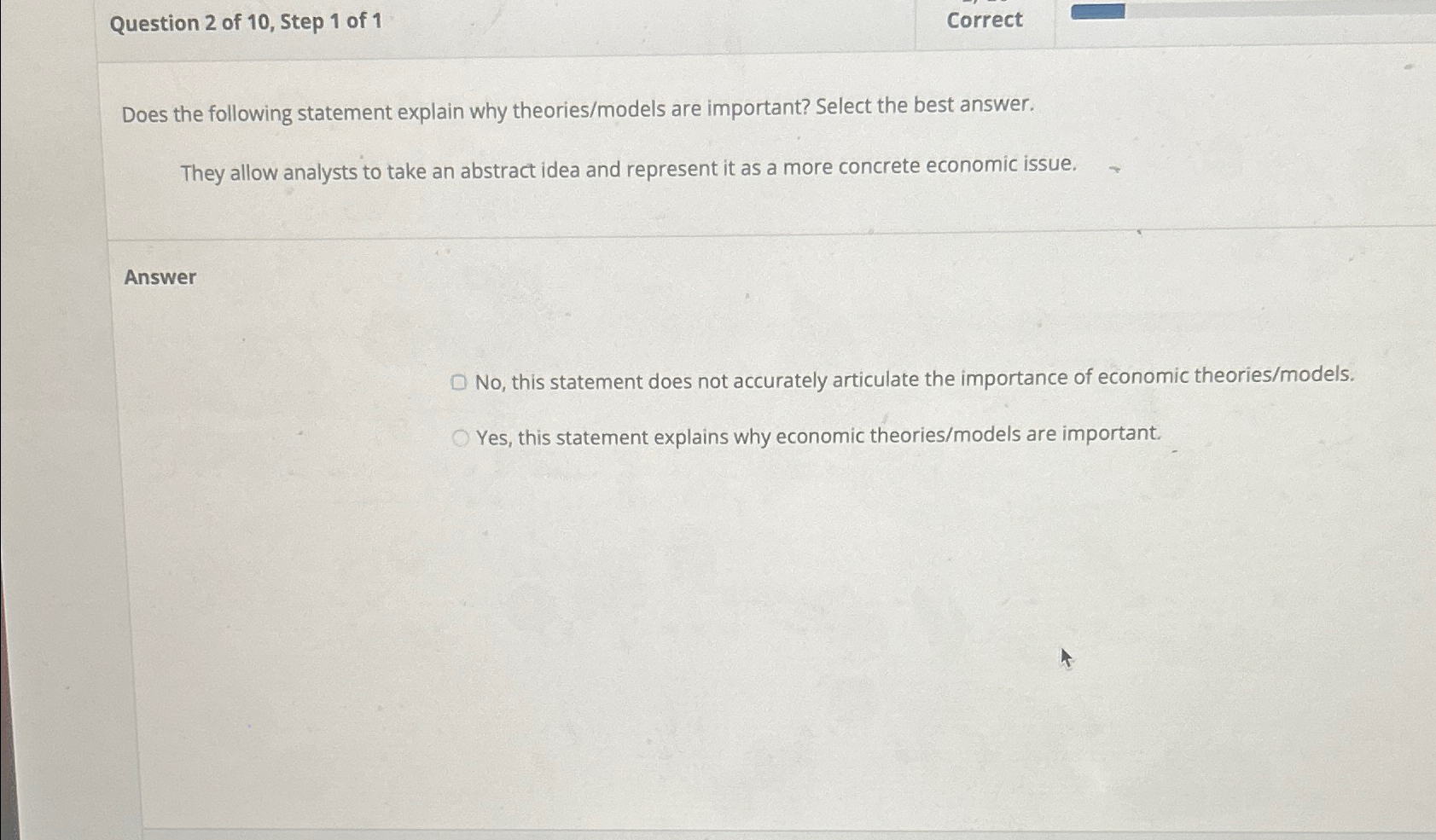 Solved Question 2 ﻿of 10, ﻿Step 1 ﻿of 1CorrectDoes the | Chegg.com