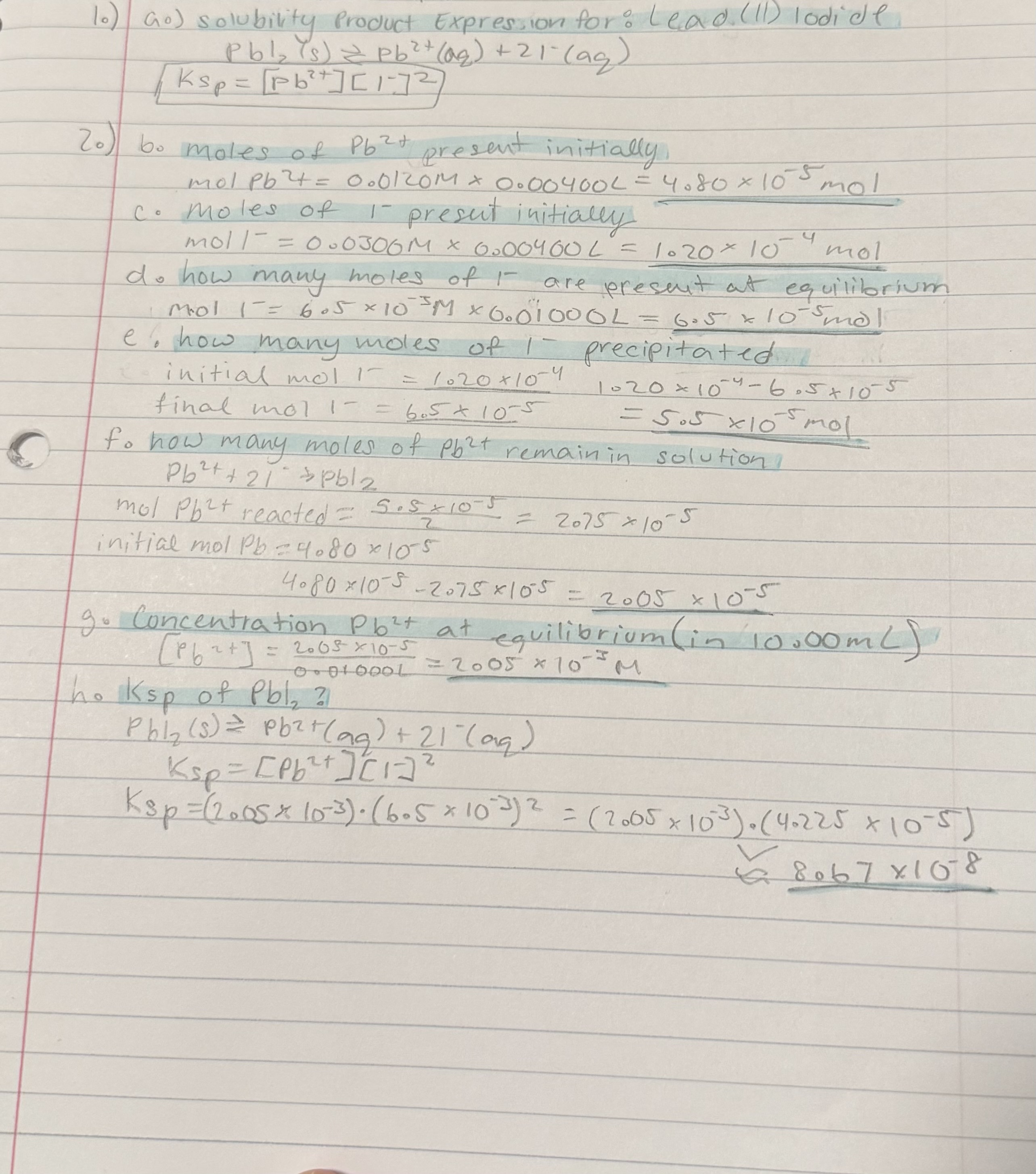 Solved A student mixed 4.00 mL of 0.0120 M Pb(NO3)2 ﻿with | Chegg.com