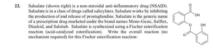 Solved Salsalate (shown right) is a non-steroidal | Chegg.com