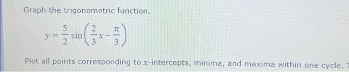 Solved Graph the trigonometric function. y=25sin(32x−3π) | Chegg.com