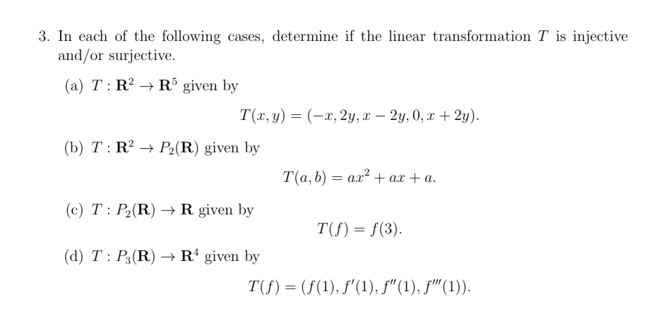Solved In each of the following cases, determine if the | Chegg.com
