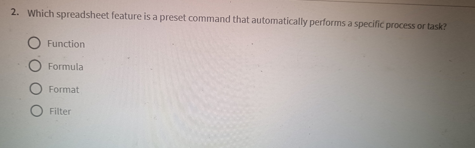 Solved Which spreadsheet feature is a preset command that | Chegg.com