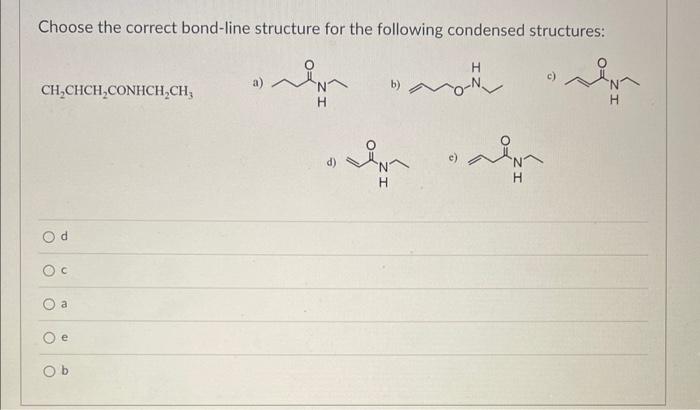 Solved Choose the correct bond-line structure for the | Chegg.com