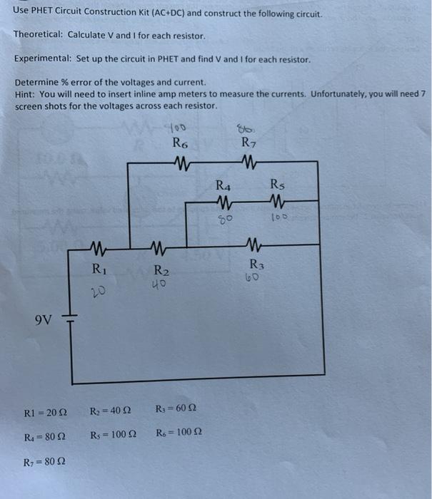 Use PHET Circuit Construction Kit (AC+DC) and | Chegg.com