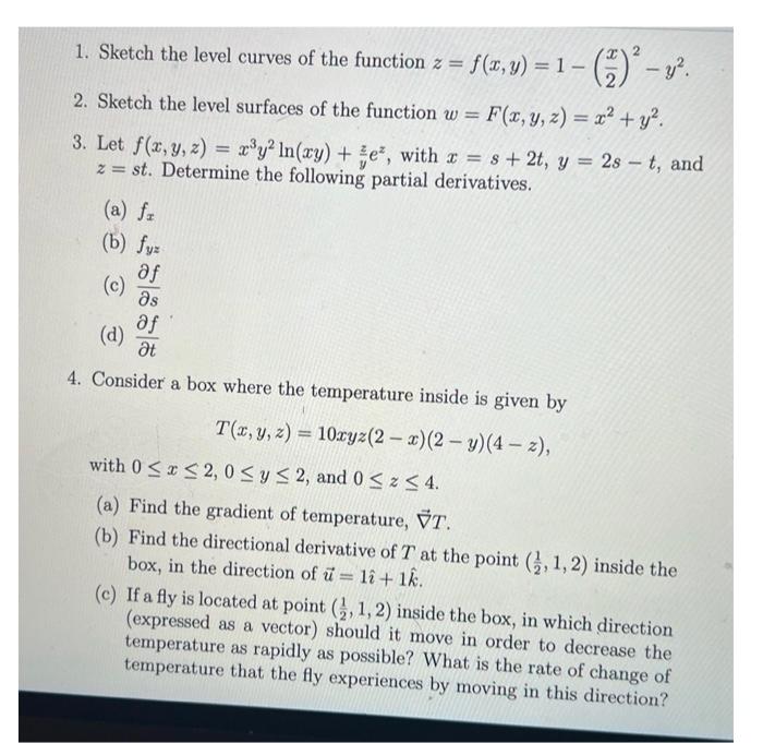 Solved 1. Sketch the level curves of the function | Chegg.com